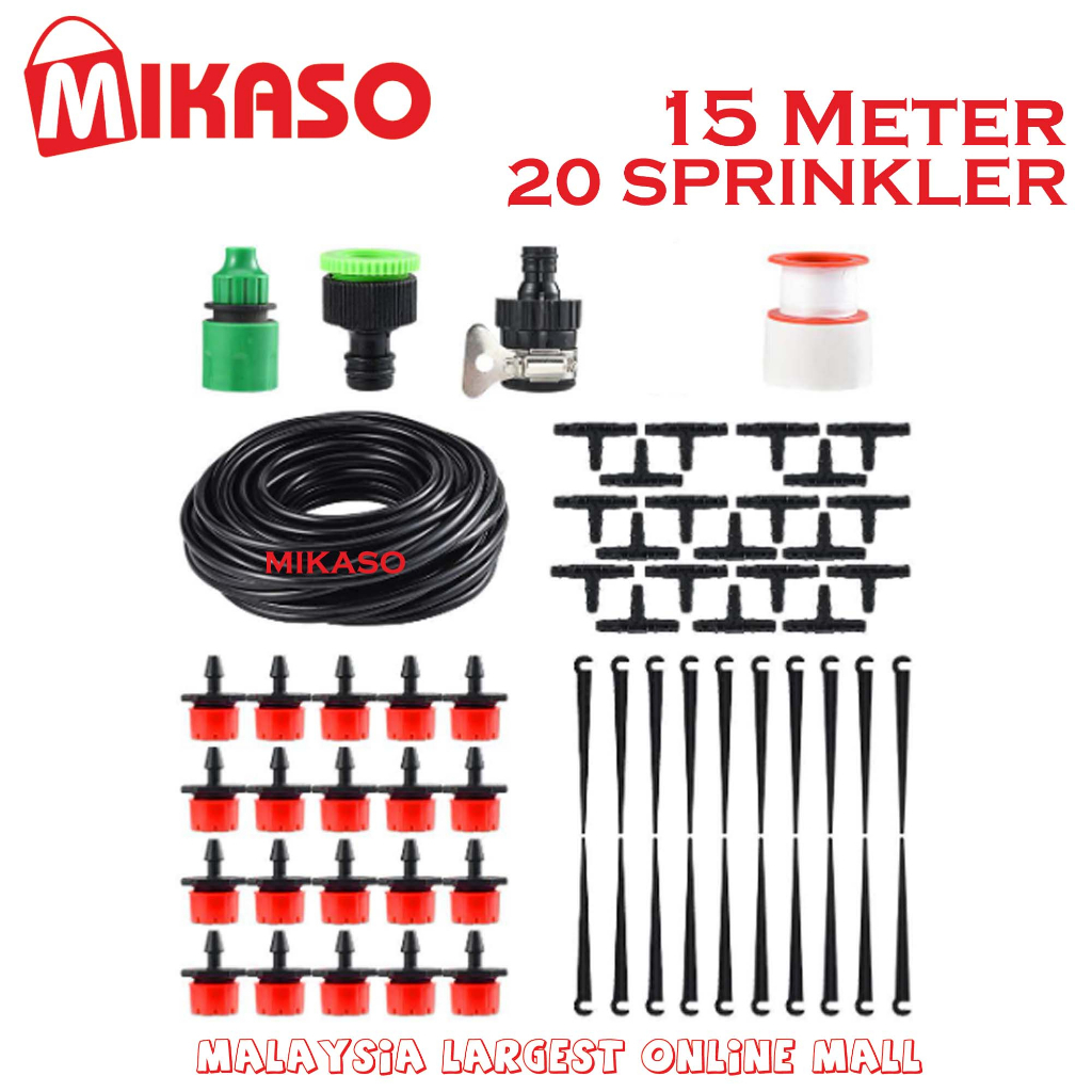 MIKASO Siram Air Drip Garden Patio Misting Micro Irrigation Water ...