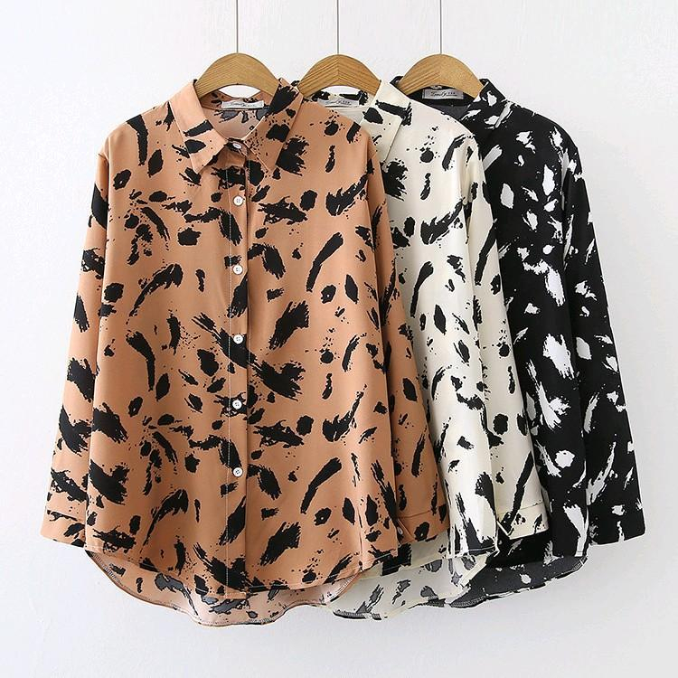Women Blouse Long Sleeves Baju Wanita Lengan Panjang Bercorak Baju ...