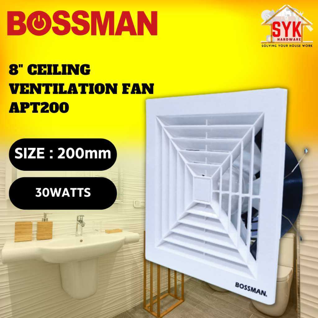 SYK Bossman APT200 8 Inch bedroom living room toilet kitchen Exhaust ...