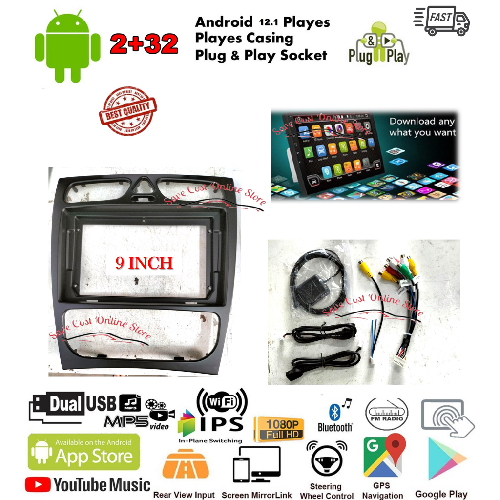 MERCEDES BENZ C-CLASS (W203) 2002 - 2004 9 inch Android Players With ...