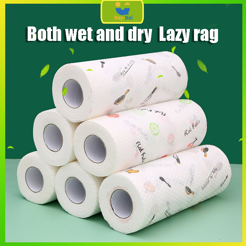 50 pieces Roll Disposable Kitchen Rag Lazy Dry Cleaning Cloths Washable ...