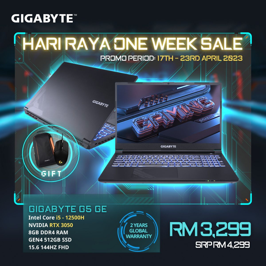 GIGABYTE G5 GE GAMING LAPTOP - BLACK ( I5-12500H 8GD4 512SSD / RTX3050 ...
