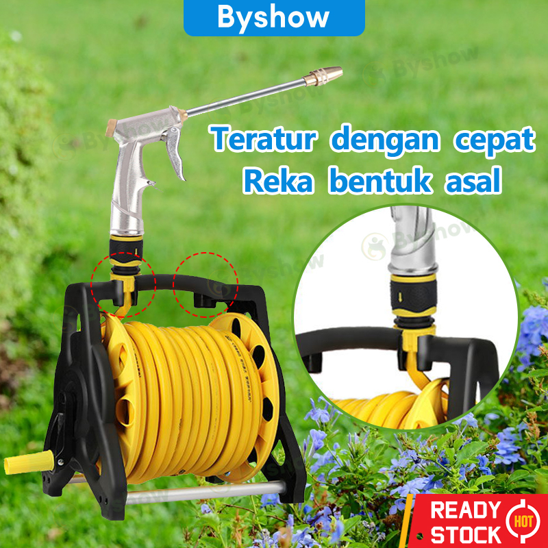 【Byshow】Hose Reel Hose Storage Rack Household Portable Simple Garden ...