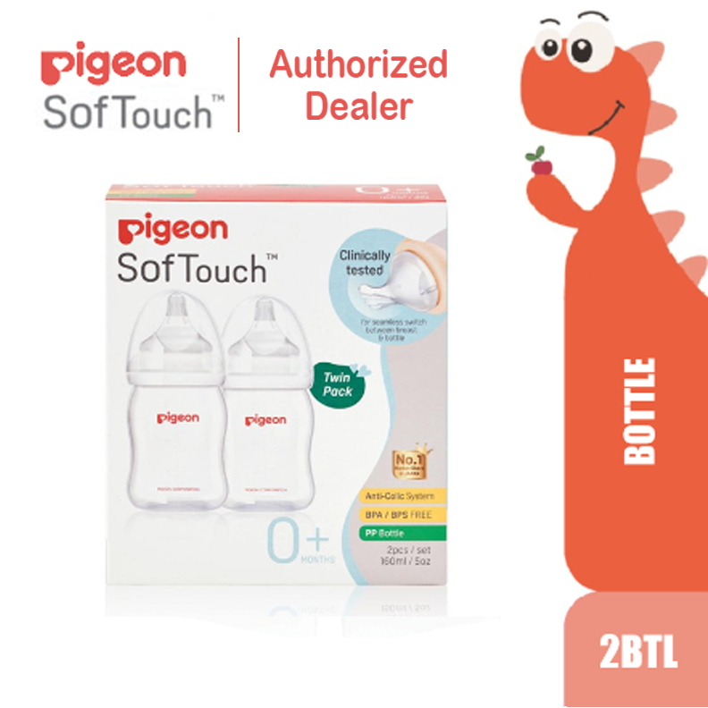 Pigeon SofTouch Wide-Neck PP Nursing Bottle 160ml/5oz (Twin Pack) | Shopee Malaysia