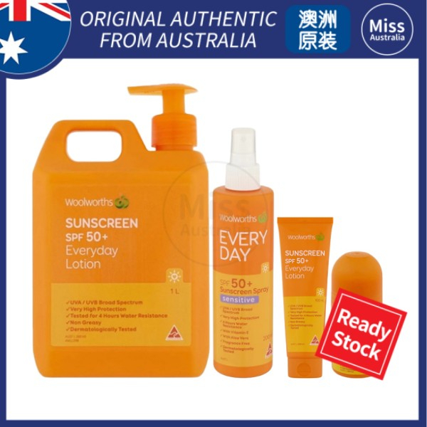 Woolworths Sunscreen SPF 50+ 1L/Kids Sunscreen SPF 50+Lotion 75ml/Every ...