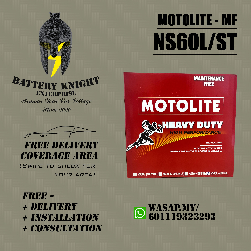 NS60L NS60LS Motolite MF Bateri Kereta Car Battery Honda Toyota Proton Mazda Nissan (Trade in ...