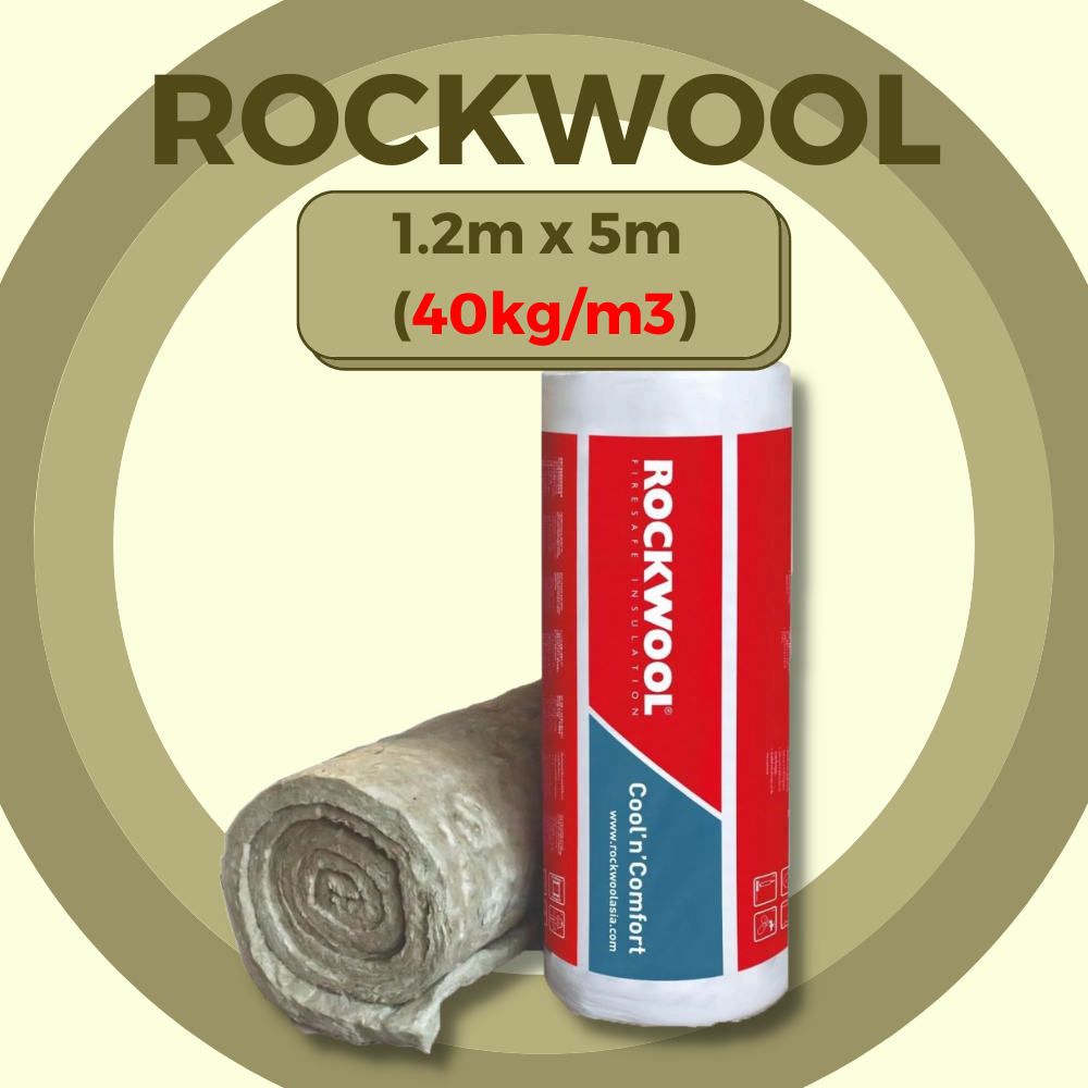 ROCKWOOL Mineral Wool (1.2m x 5m [40kg/m3][60kg/m3]) Heat Insulation ...