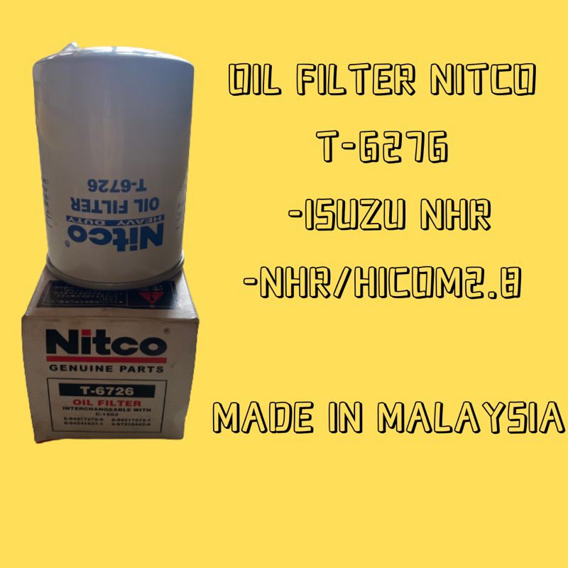 ISUZU NHR OIL FILTER HICOM 2.8 T-6726 | Shopee Malaysia
