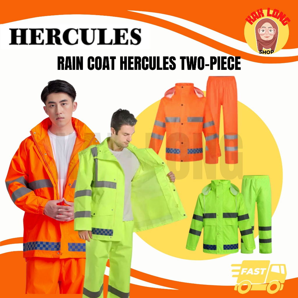 Two Piece RainCoat (HEAVY DUTY) Unisex | Baju Hujan 2 piece Set Orange ...