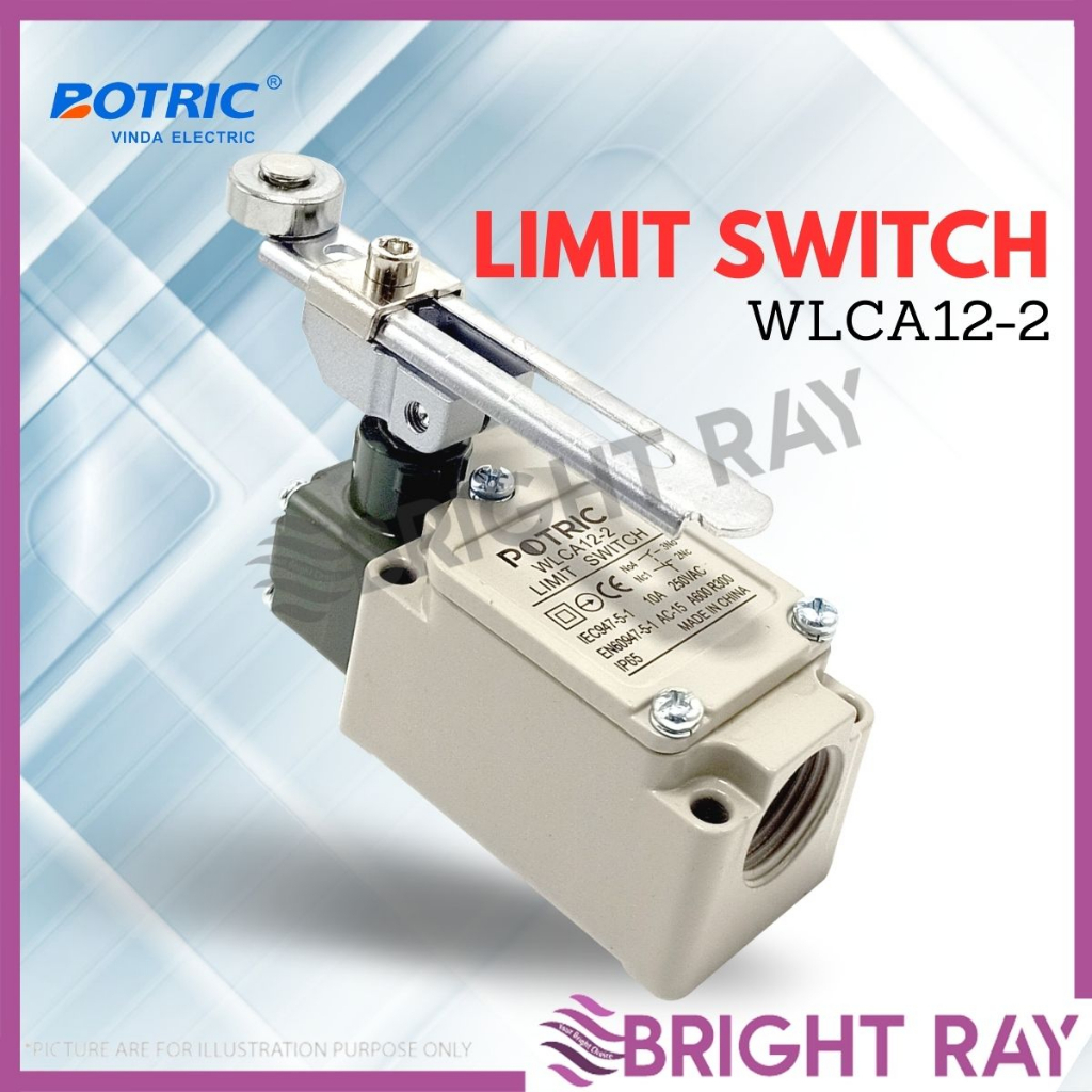 BOTRIC WLCA12-2 7208 Limit Switch Adjustable Roller Arm 10A 250VAC IP65 Electrical Accesories ...