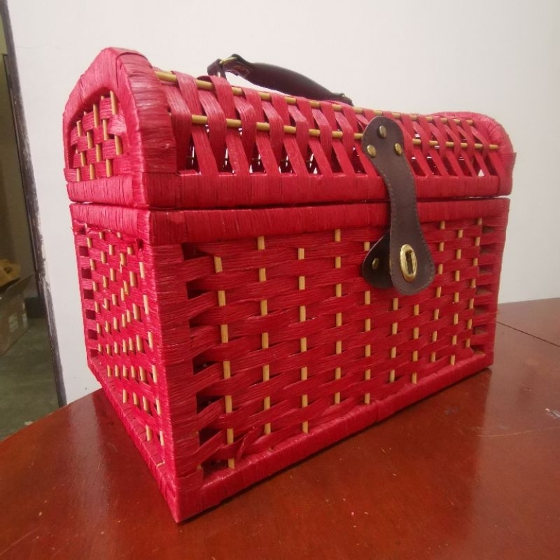 Red woven basket storage box bag 编织收纳盒 箱子 收藏盒 | Shopee Malaysia