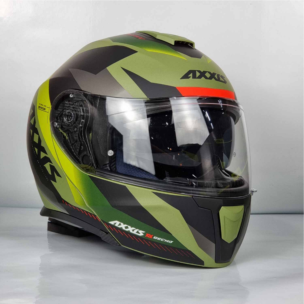 Modular Axxis Helmet Gecko Shield (F6 Matt Green) Helmet Axxis Modular ...