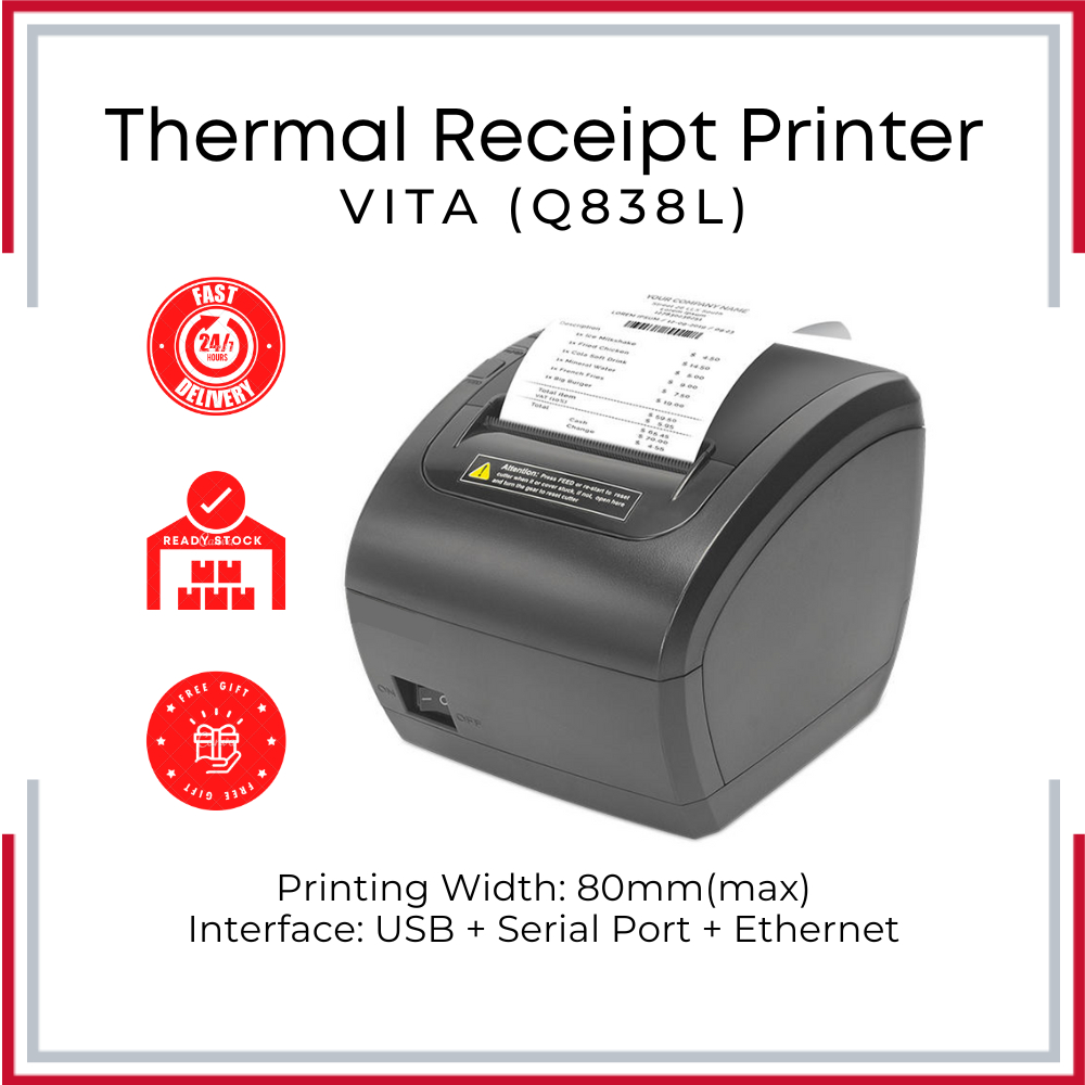 Q838L Thermal Receipt Printer Zywell Murah Cashier Mesin Pos System 收银机 ...