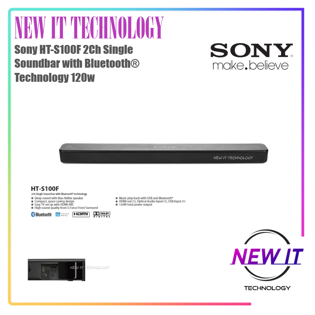 Sony HT-S100F 2Ch Single Soundbar with Bluetooth® Technology 120w (SNY ...