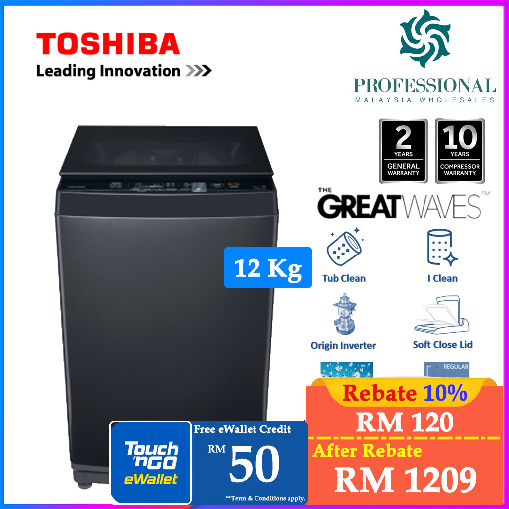 Toshiba 12KG Inverter Top Load Washer With Soft Close Lid AW-DUK1300KM ...