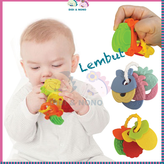 3 in 1 Baby Fruits or key Design Silicone Teether BPA free Toy with ...