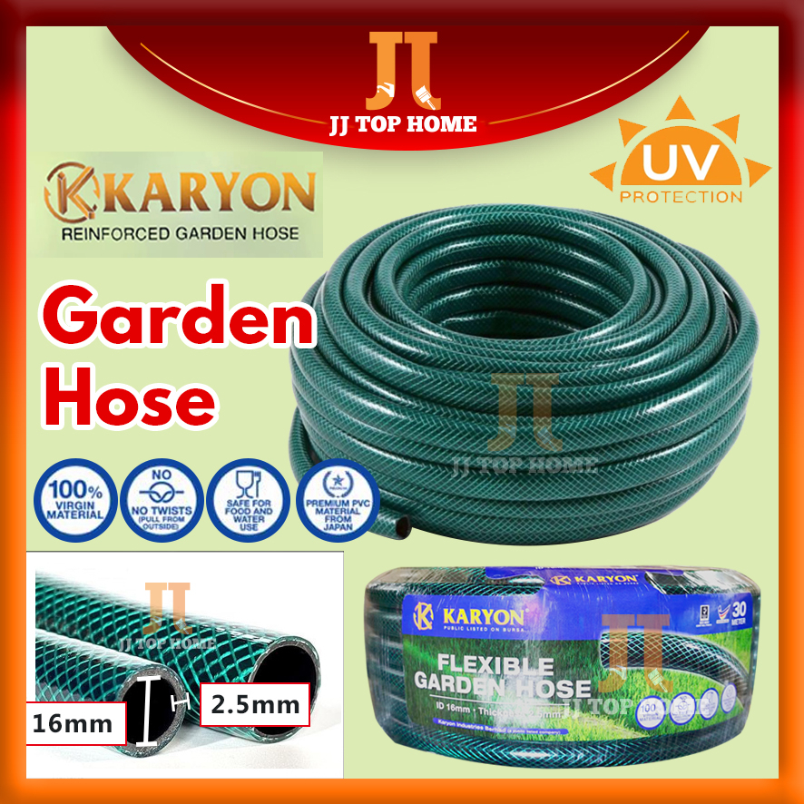 10 meter / 30 meter KARYON Reinforced Garden Hose /Green Hose / Paip ...