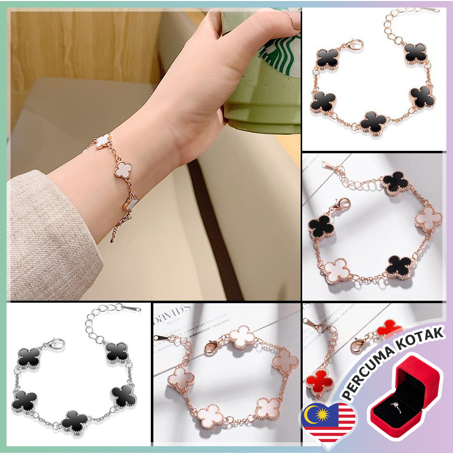 【PROMOSI】Four-Leaf Clover Gelang Bracelet Women's Fashion Short Korea ...