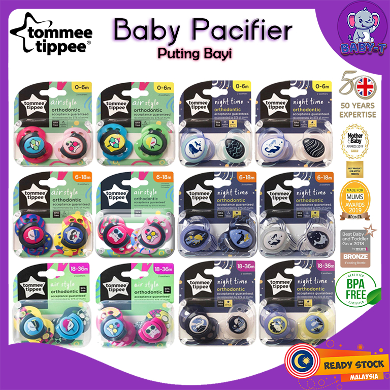 Tommee Tippee CTN Night Time Baby Pacifier Soother 0-6/6-18/18-36 mths ...