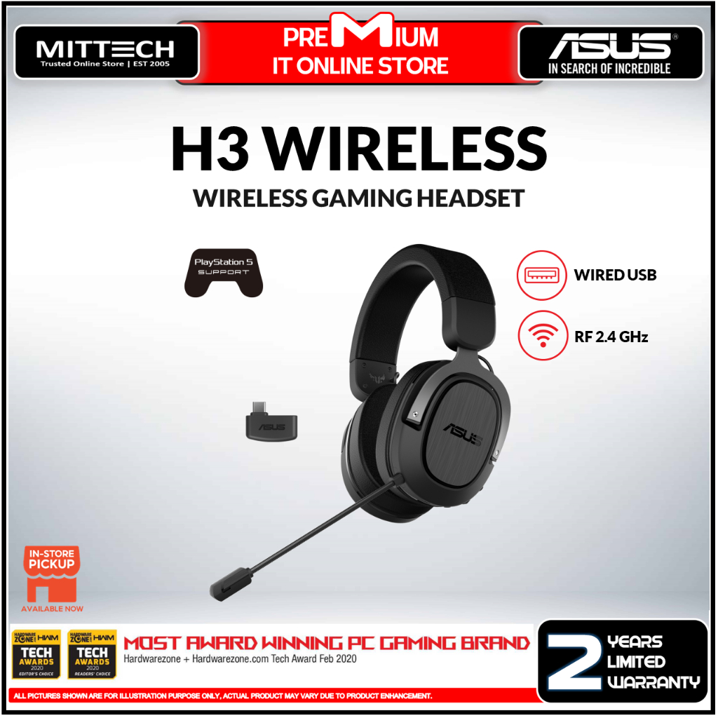 Asus TUF Gaming H3 Wireless Gaming Headset | 2.4 GHz Connection via a ...