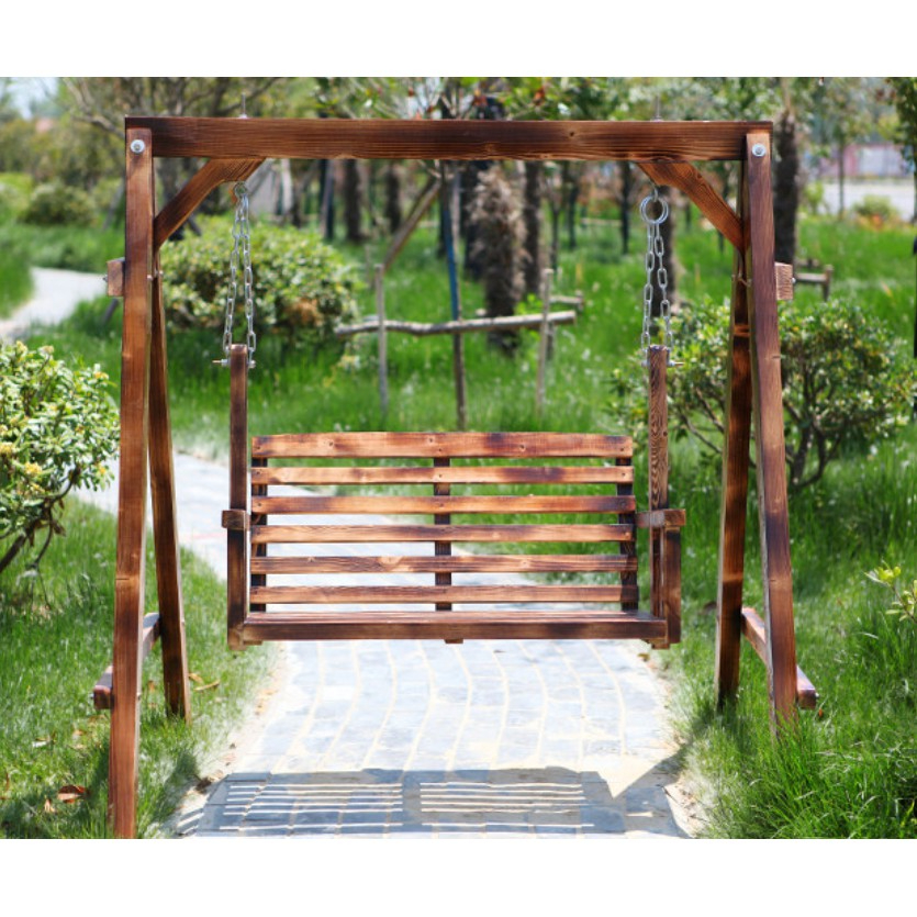 Swing stool outdoor anti-corrosion solid wood leisure garden rocking ...