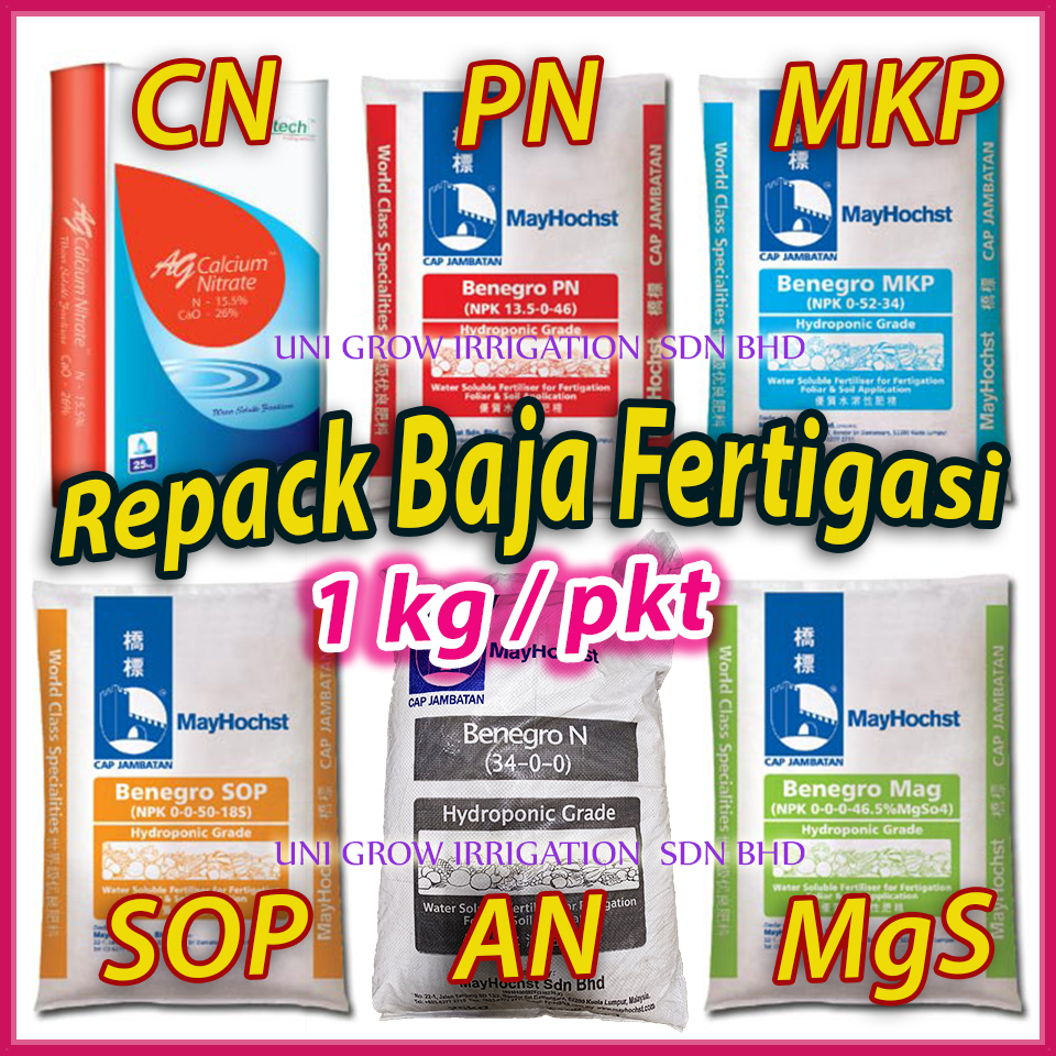(1kg) Repack Baja Fertigasi Calcium Nitrate Potassium Nitrate MKP SOP ...