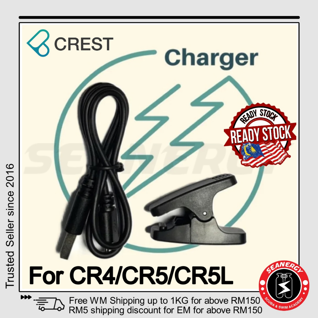 CREST CR4 CR5 CR5L ATMOS GARMIN Descent Charger Kit with USB Cable and Clip | Shopee Malaysia