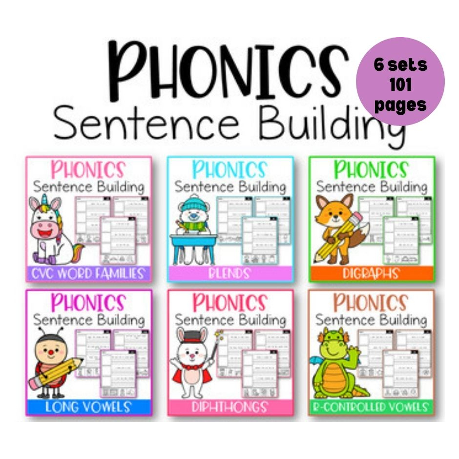 A288 - [PDF] Phonics Sentence Building 6 sets 101 pages - kindergarten ...