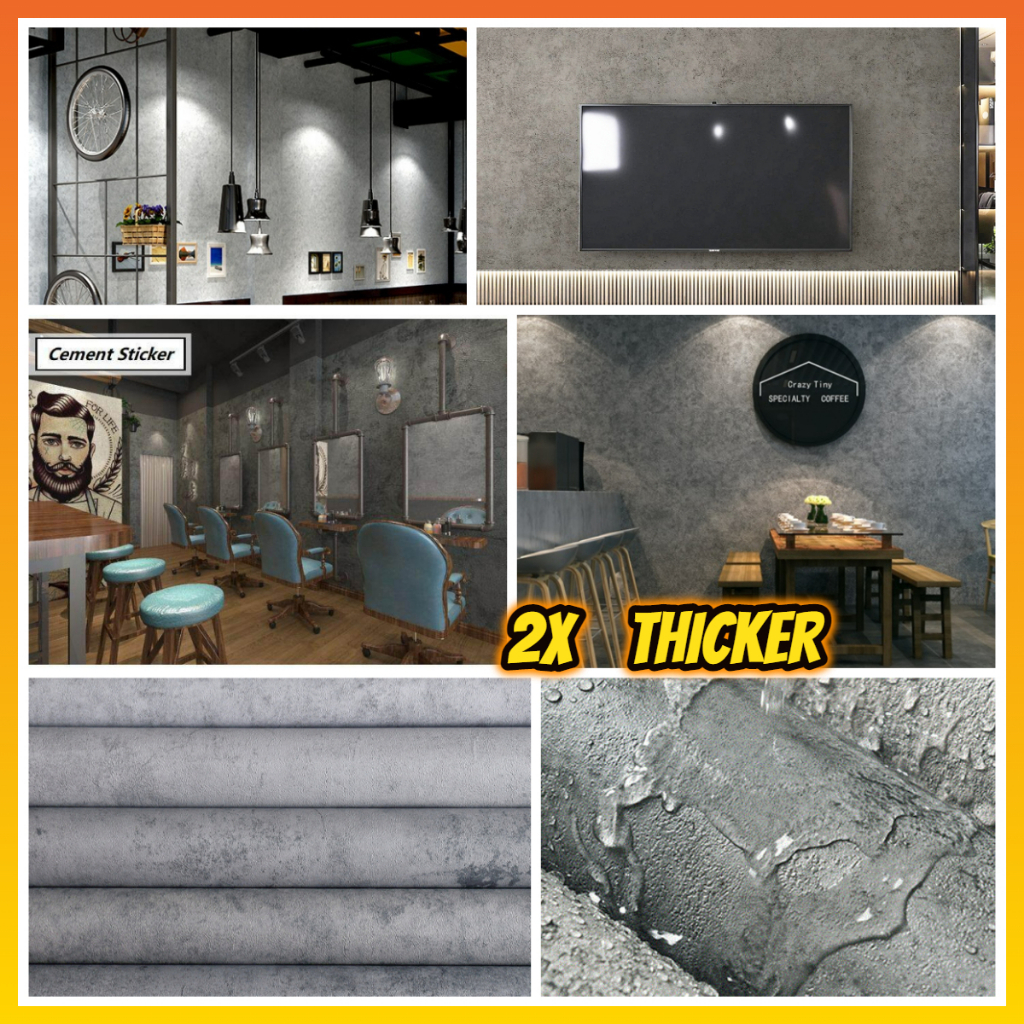 Grey Cement wall paper sticker self adhesive waterproof wall wallpaper ...