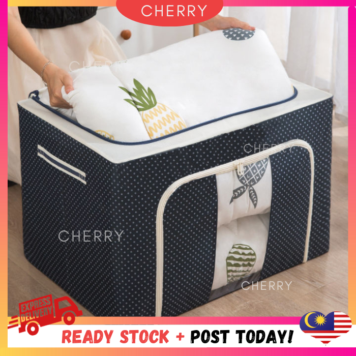 🍒CHERRY🍒2023 72/100L Large Storage Box Foldable Oxford Box Steel Frame ...