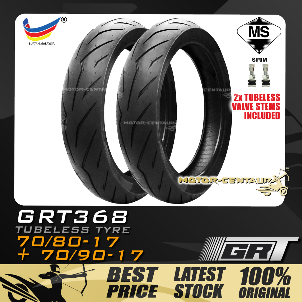 TAYAR MOTORSIKAL GRT GRT368 TUBELESS TYRE 70, 80, 90, 100, 110, 120 -14, 17(BUNGA DIABLO ROSSO ...