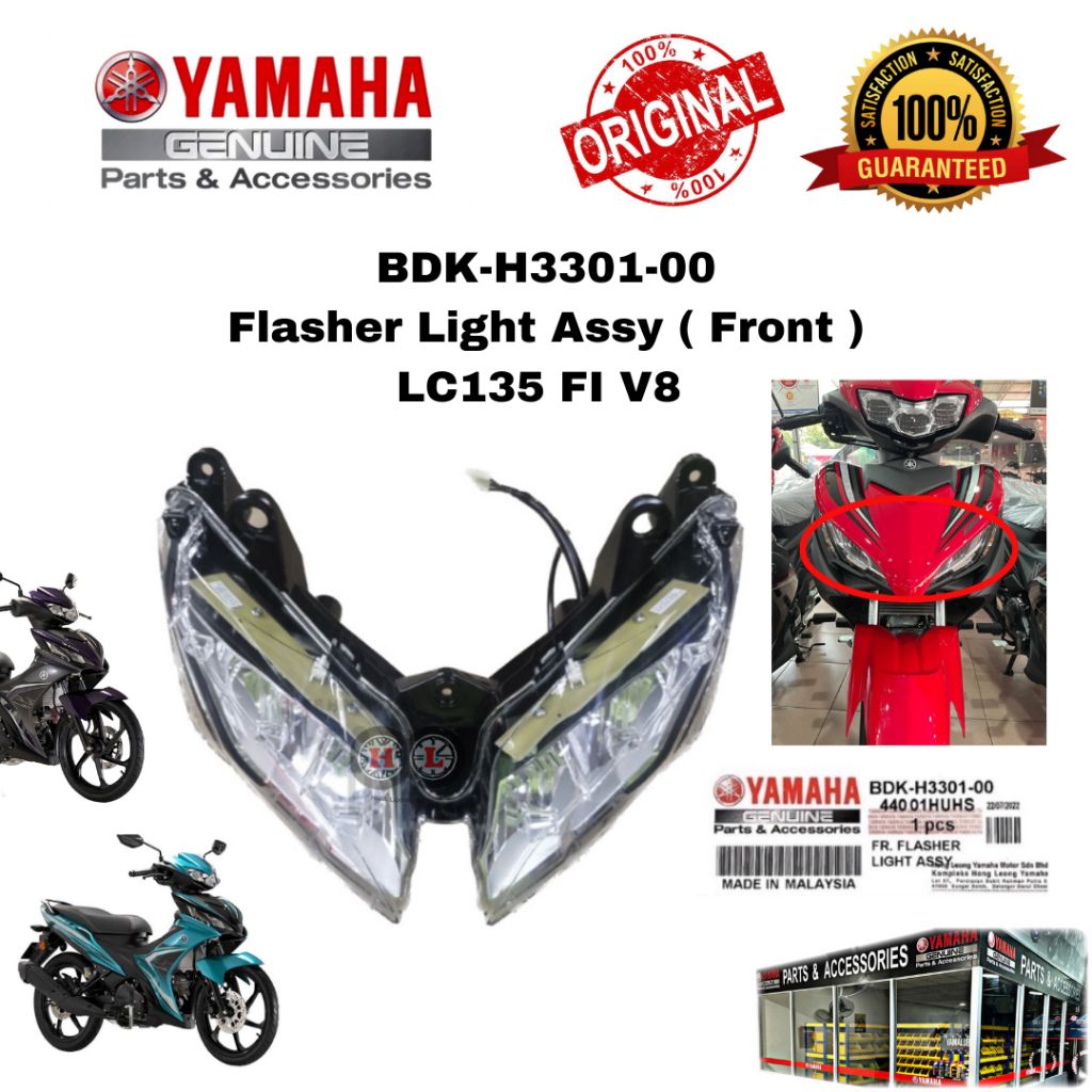 YAMAHA FRONT FLASHER LIGHT LC135 FI V8 ORIGINAL ( BDK-H3301-00 )- Signal Lampu Dada LC FI Lampu ...