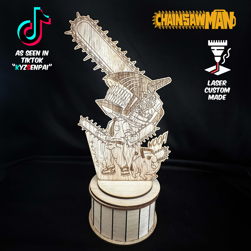 Chainsaw Man Denji Figure Original Premium Wood Laser Engrave Deco ...
