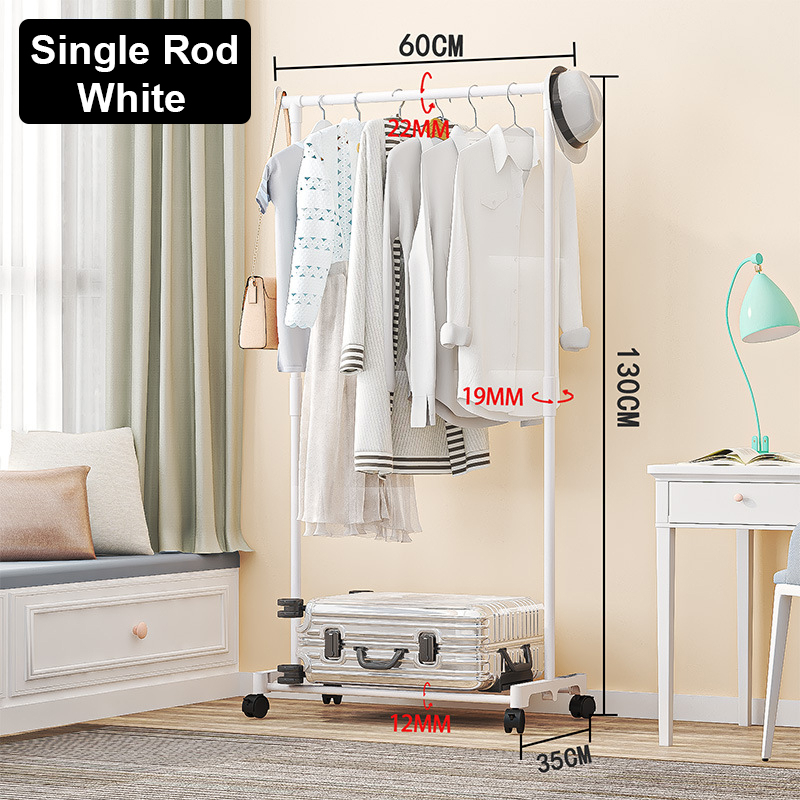 Single/Double-Pole Clothes Hanging Rack Laundry Cloth Drying Rack ...