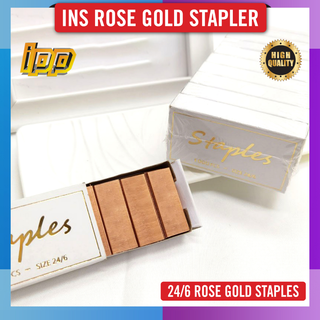 INS No.3-1m (24/6) Rose Gold Staples (Stapler Bullet) | Shopee Malaysia
