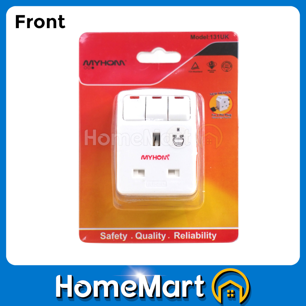 SELAMAT MYHOM 13A 3 Way Adaptor Plug Adapter Socket Extension With Neon ...