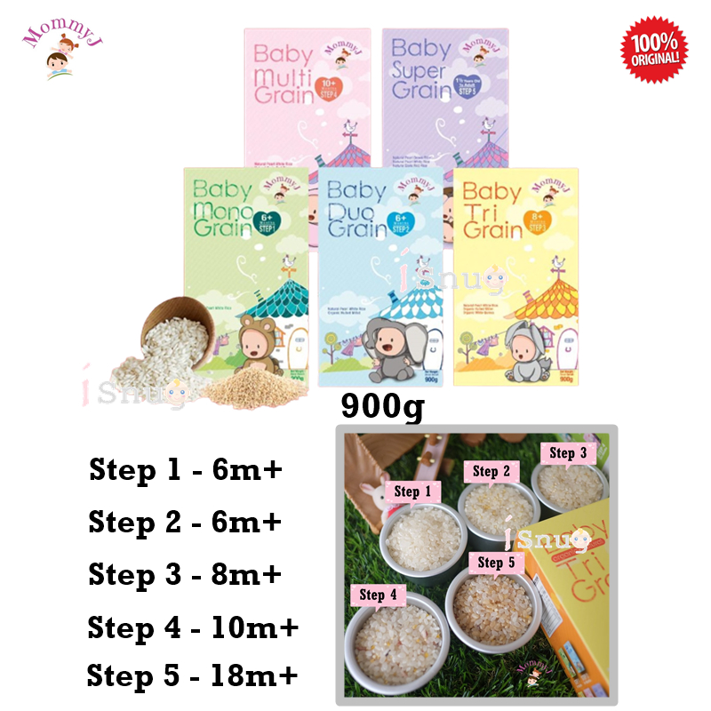 HALAL Mommyj Organic Baby Rice 900g Cereal Noodles Soy Sauce (Step 1 / Step 2 / Step 3 / Step 4 ...