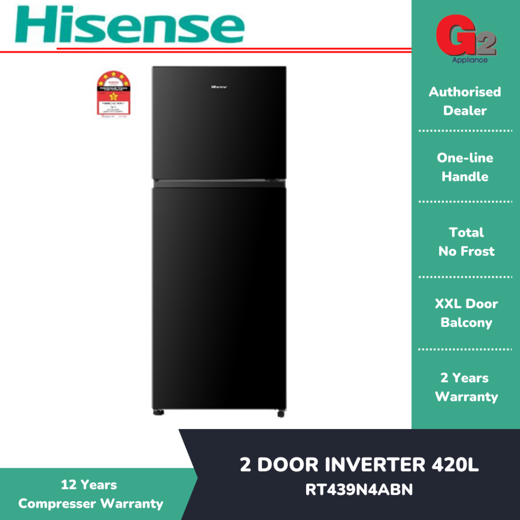 HISENSE 2 Door Inverter Fridge 420L RT-439N4ABN [READY STOCK]-HISENSE ...