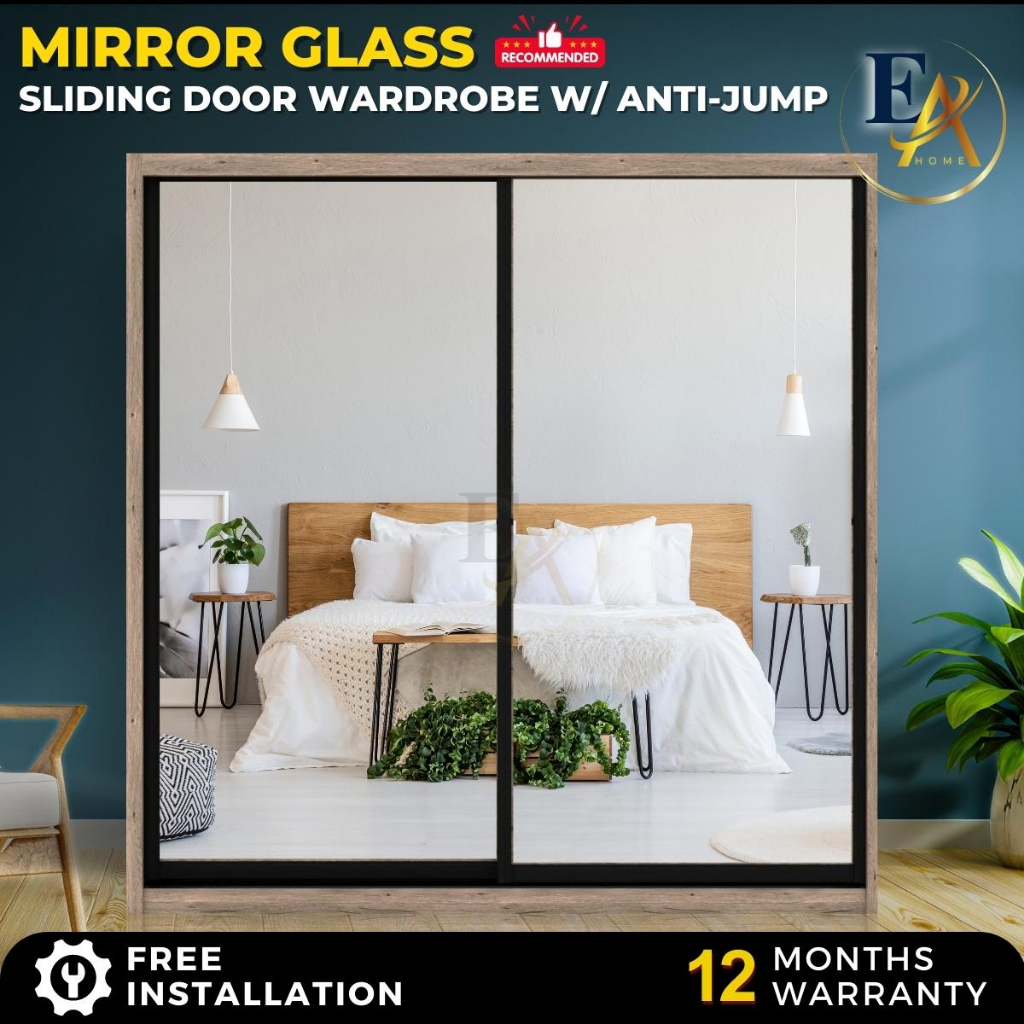 [Free Installation] 5/6/8 ft Almari Sliding Full Mirror / Cermin Door ...