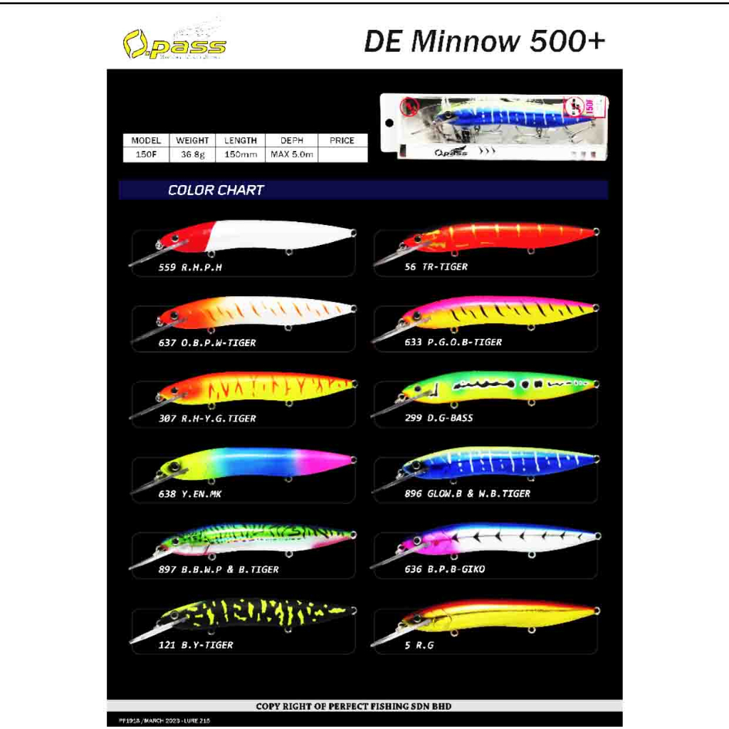 Opass Fishing Lure DE MINNOW 500+ 150F 36.8g 150mm Floating Minnow Lure ...