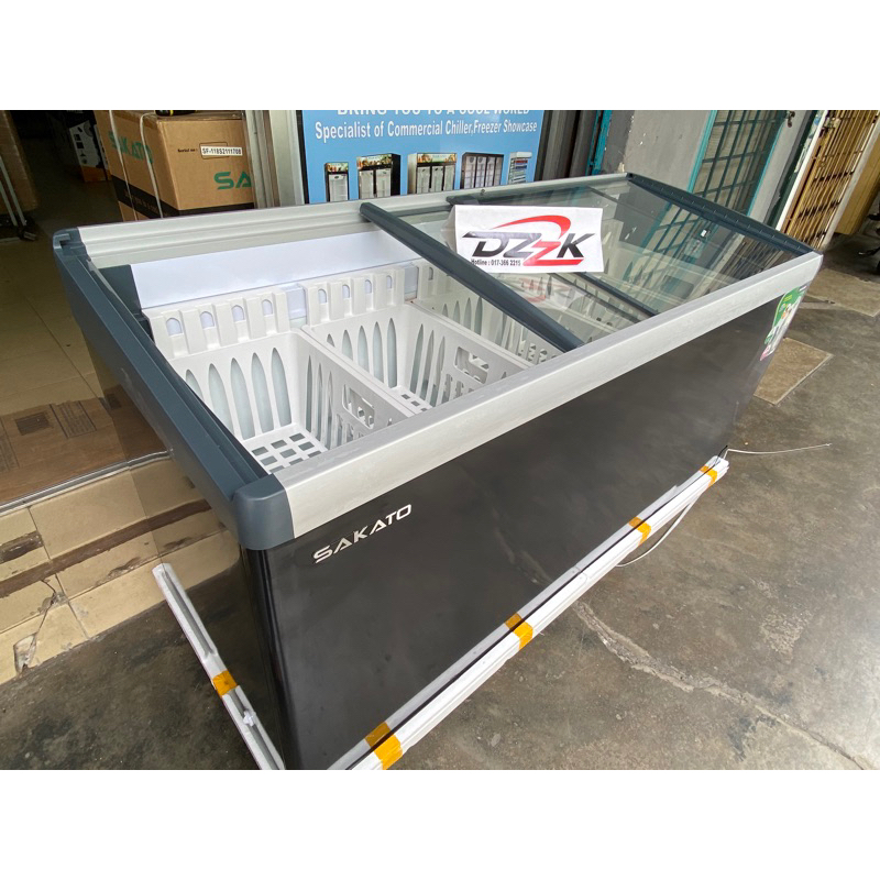 SAKATO - NEW Slanting Glass Top Freezer SSG-600 Black (5 basket) / SSG ...