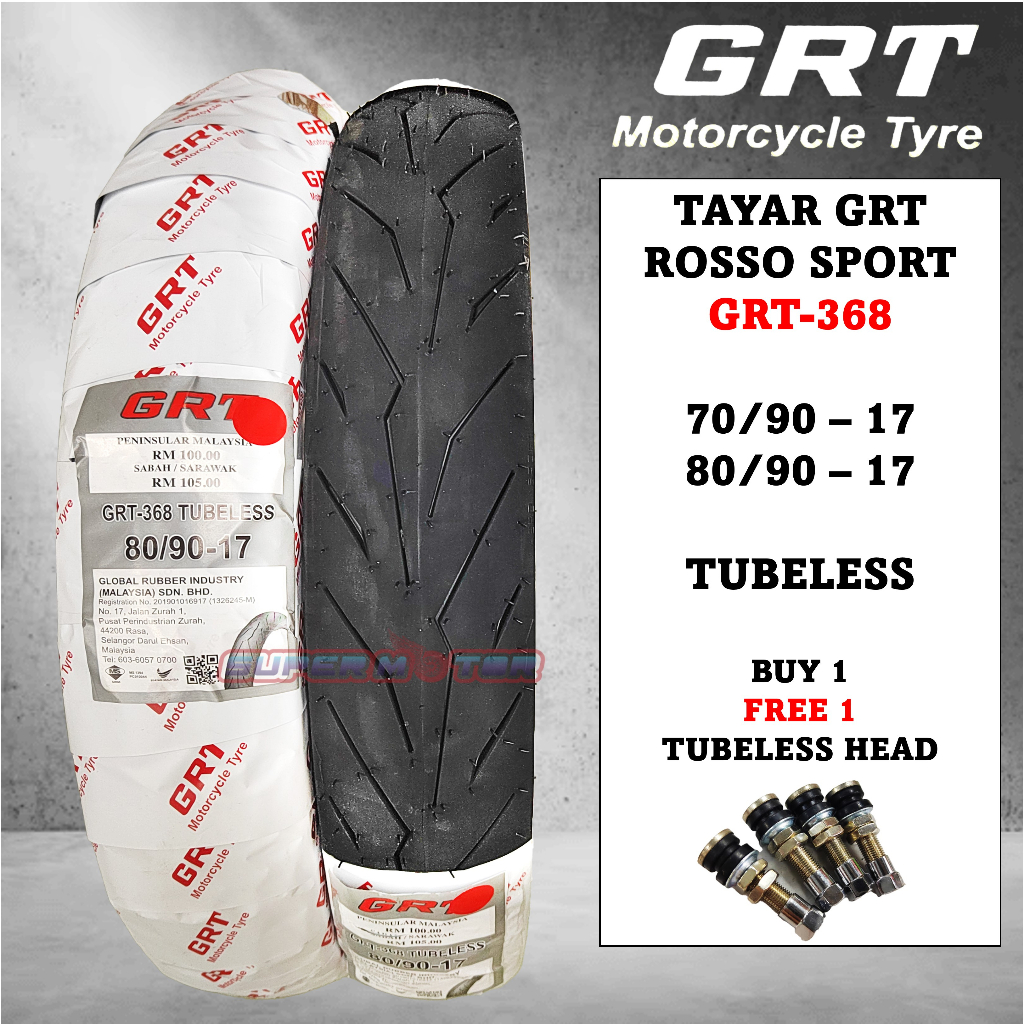 TAYAR MOTOR 70/90-17 & 80/90-17 TUBELESS TYRE BUNGA TT / BUNGA 100 ...