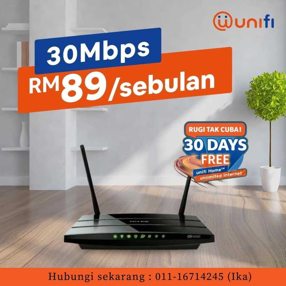 UNIFI Home Fibre Broadband Internet - Unlimited Data - Free Modem & Router (1 Bulan FREE ...