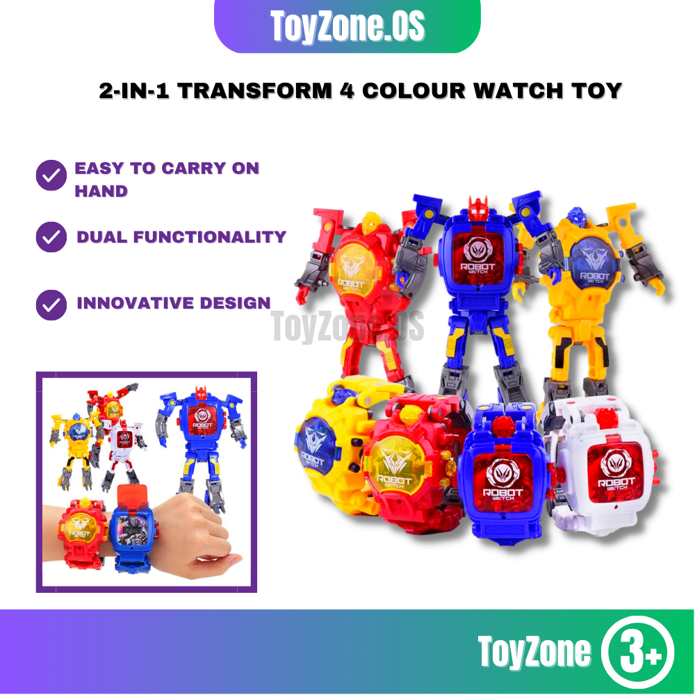 2 In 1Transformation Watch Toy Digital Watch Toy Transformers Robot ...
