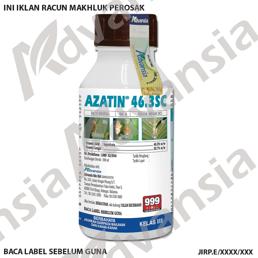 AZATIN 46.3SC/ Racun Serangga/ buprofezin 46.3% w/w/ Bena Perang/ Bena ...