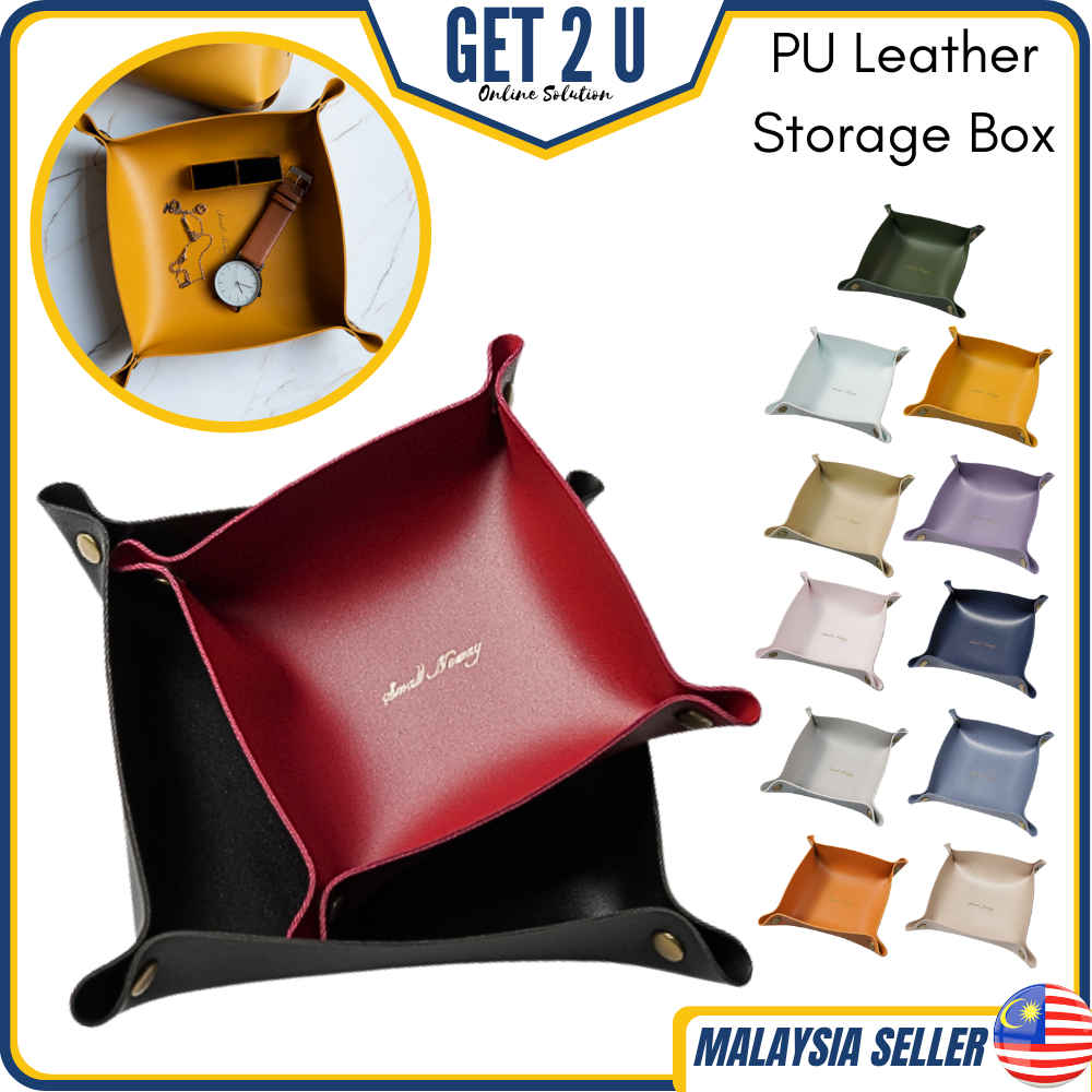 PU Leather Tray Storage Case for Jewellery Desk Organizer Remote ...