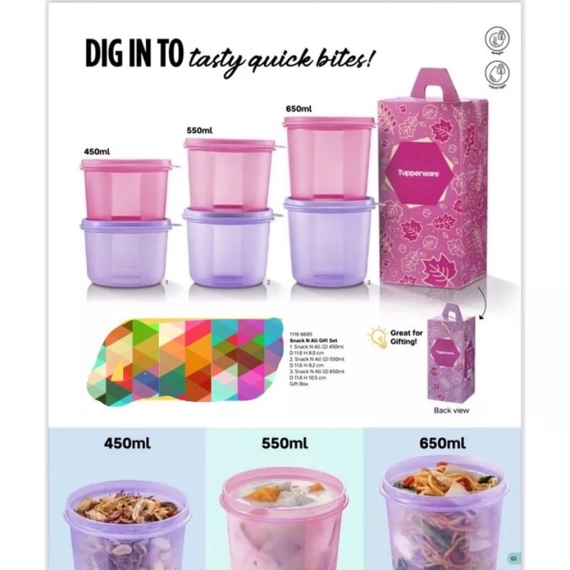 Tupperware Snack N All 450ml, 550ml dan 650ml | Shopee Malaysia