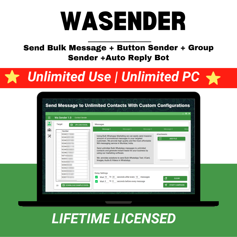 WASENDER v3.7.0 | BUSINESS SENDER | UNLIMITED PC | LIFETIME | ANTI BAN ...