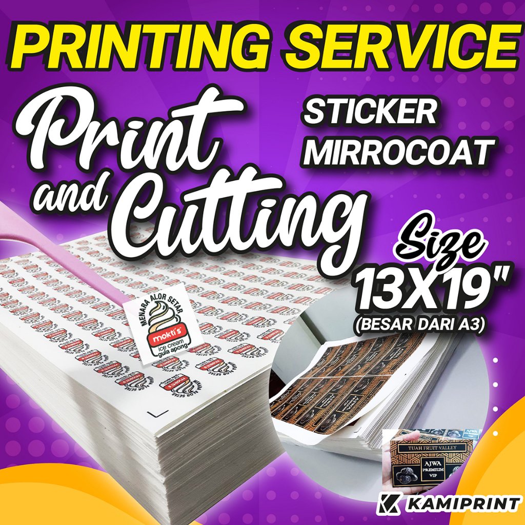 PRINTING SERVICE: STICKER MIRROCOAT SAIZ 13X19inch (besar dari A3 ...