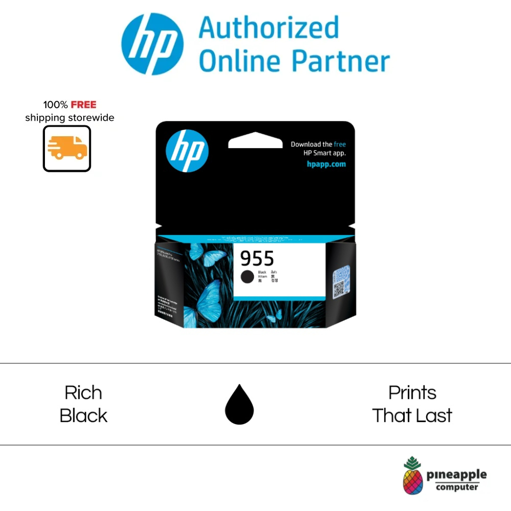 HP 955 Black Original Ink Cartridge - L0S60AA, For 7720/7730/7740/8720 ...